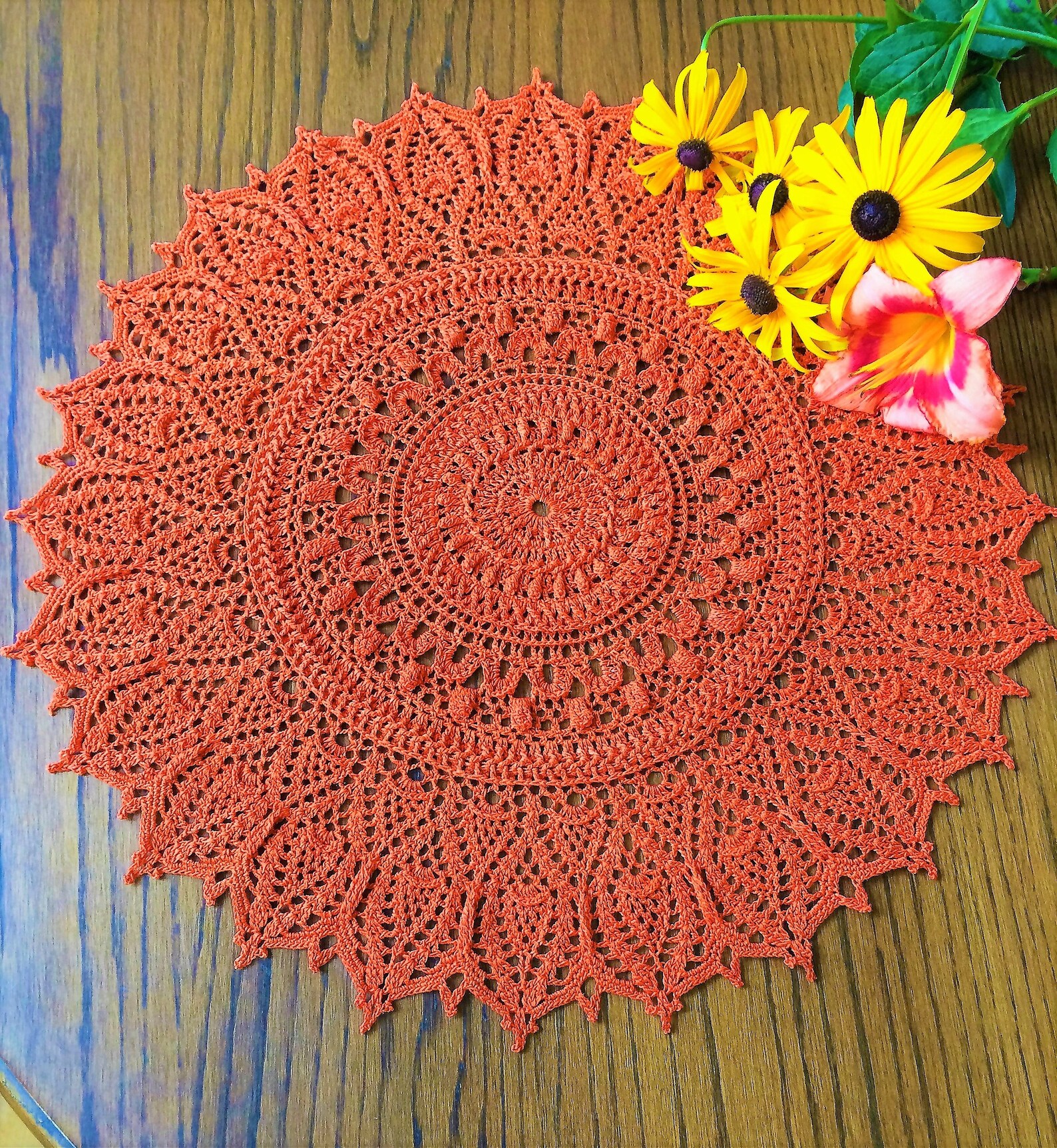 Crochet Doily Made to Order Fall Color Doily19 Inches Round | Etsy