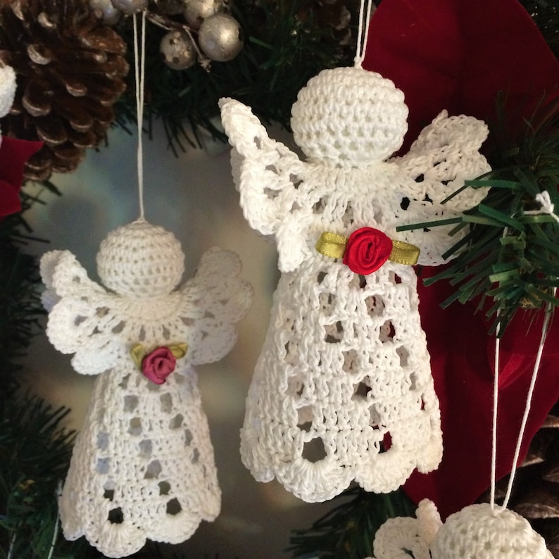 Crochet Angels Set of 5 Angels Crochet White Angels - Etsy