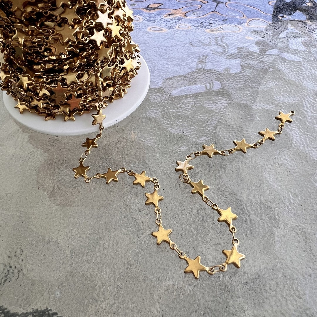 Gold Plate Star Chain for Necklace, Steel Gold Plate Star Link Chain - Etsy