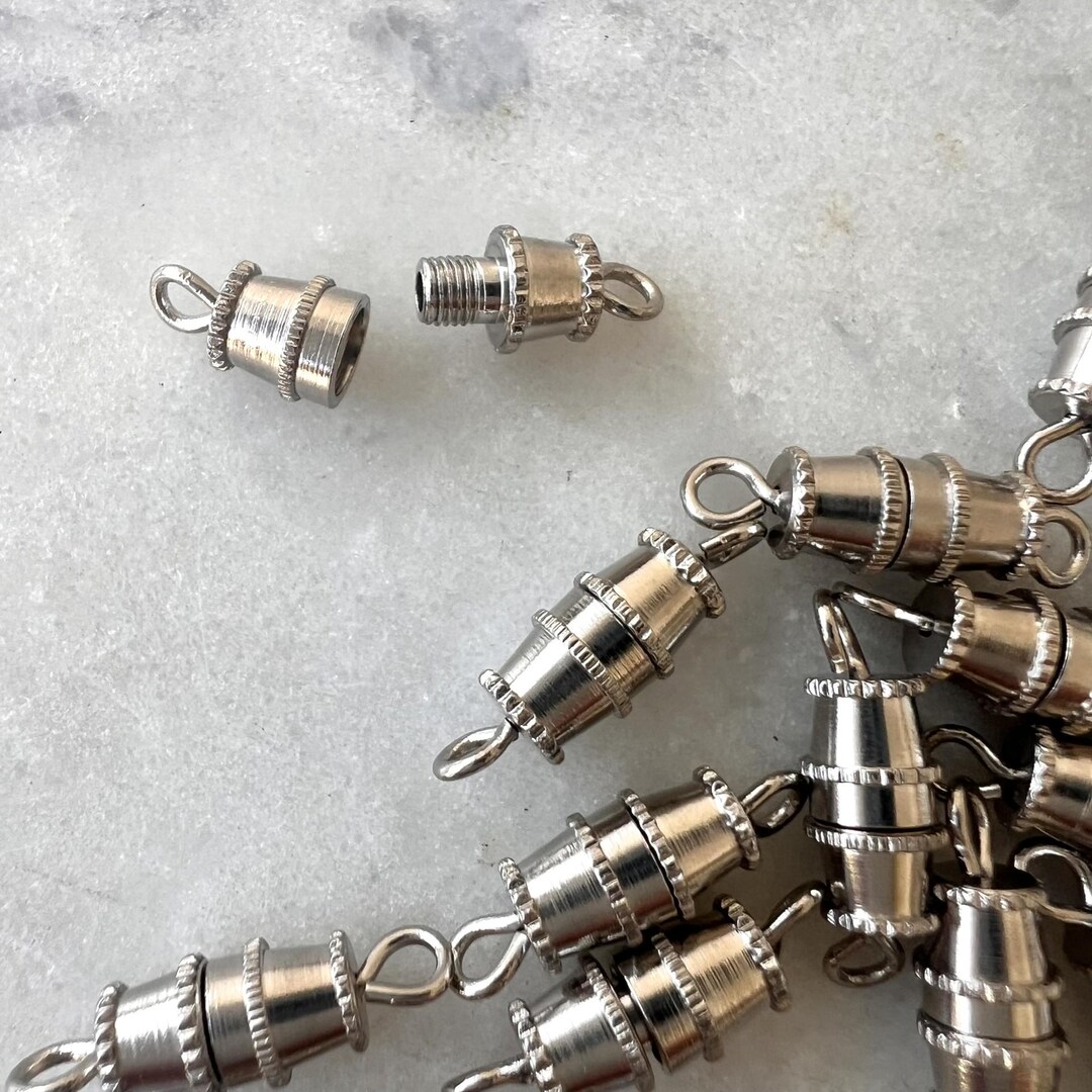 10 Small Silver Plate Barrel Clasps - Etsy