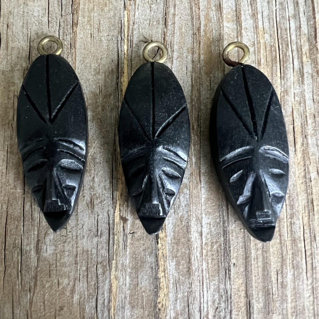 Vintage Wood Tiki Pendant: Carved Hawaii Narrow Face Tiki God Amulet - Etsy