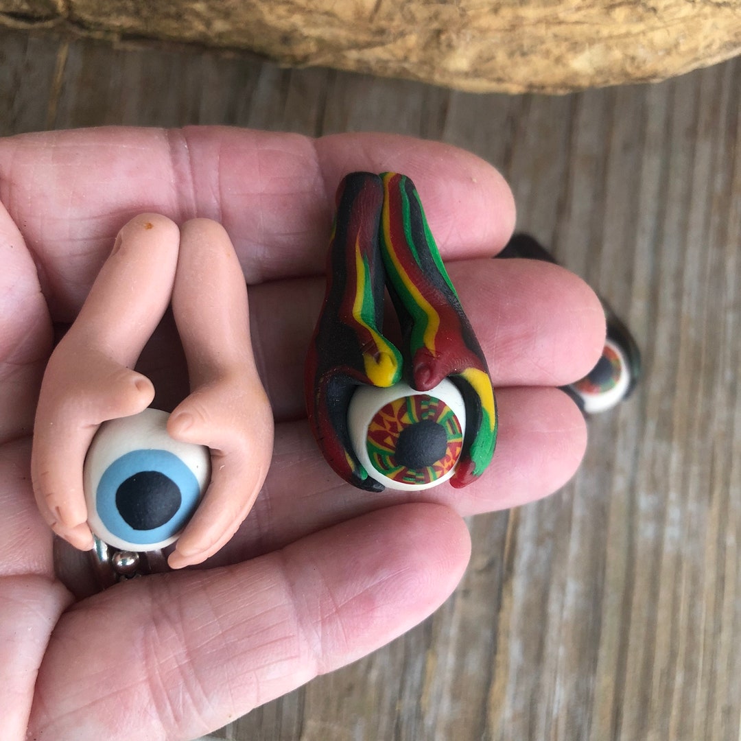 Evil Eye Pendant, Hands Holding Eye Pendant, 90's Fimo Clay Hand Eye ...
