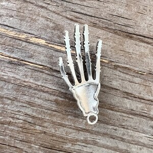 Silver Skeleton Hand Charm, Boney Hands Charm, Long Fingers Pendant ...