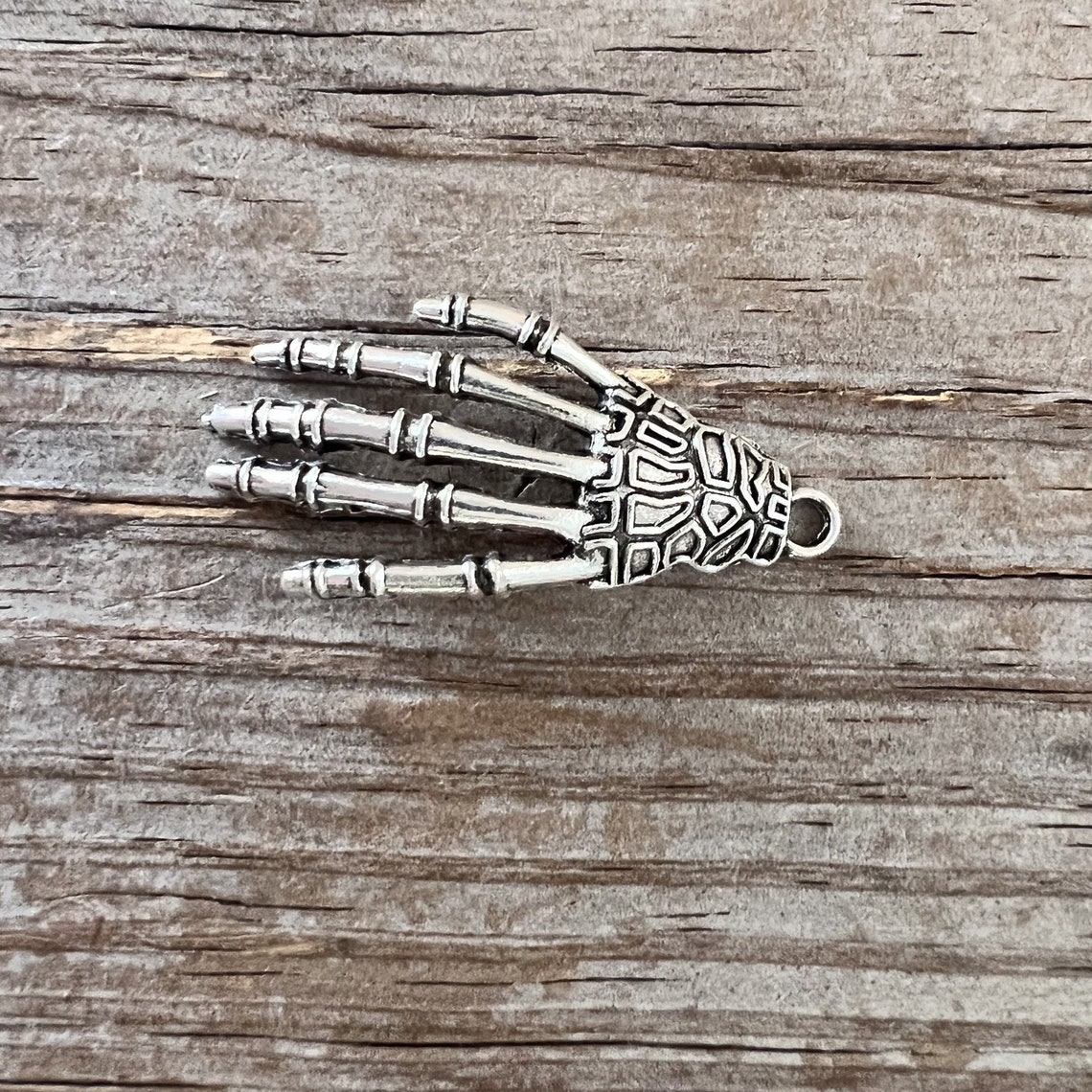 Silver Skeleton Hand Charm, Boney Hands Charm, Long Fingers Pendant ...