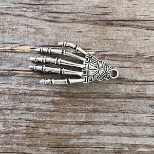 Silver Skeleton Hand Charm, Boney Hands Charm, Long Fingers Pendant ...