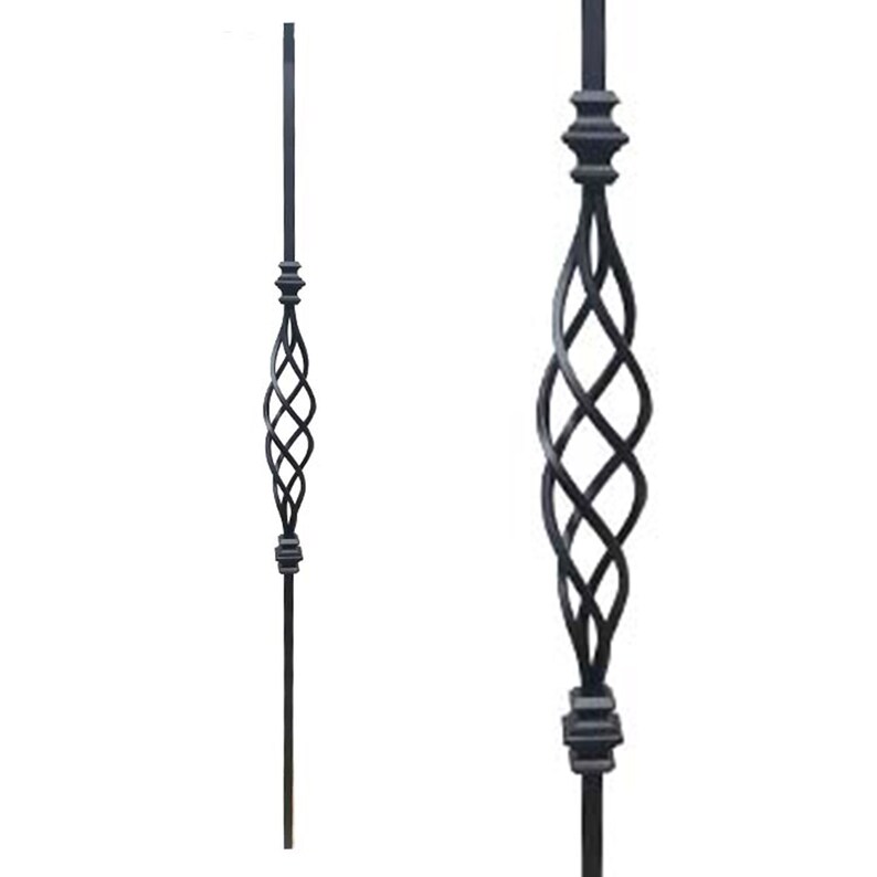Iron Stair Balusters 1/2" Square X 44" Long, Big Basket, Hollow, Black ...