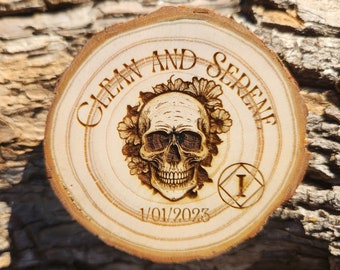 Skeleton Hand Heart Clean and Serene NA Sobriety Milestone Sober ...