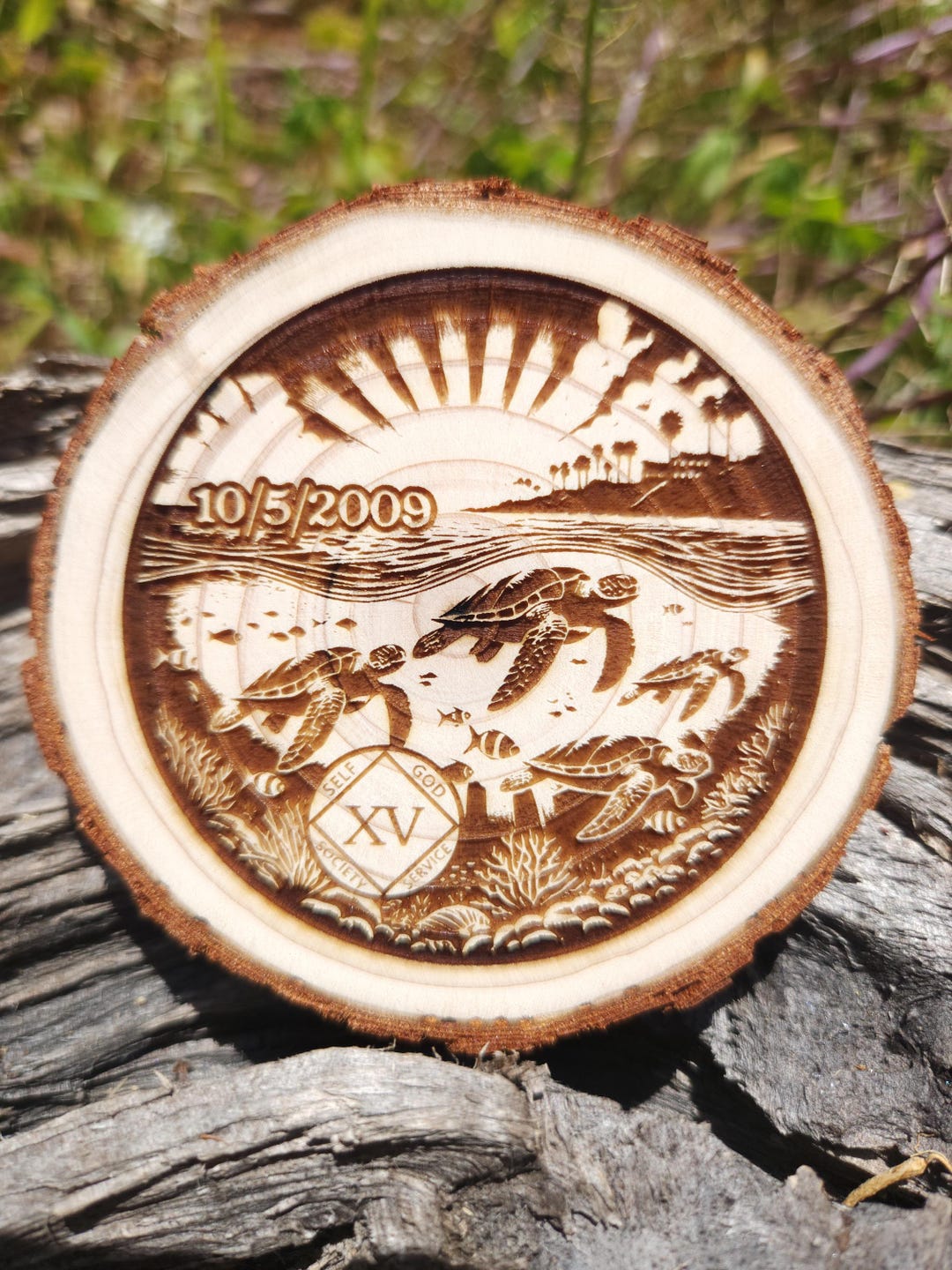 Sea Turtle Family Sobriety Chip *personalized Sober Anniversary AA NA ...