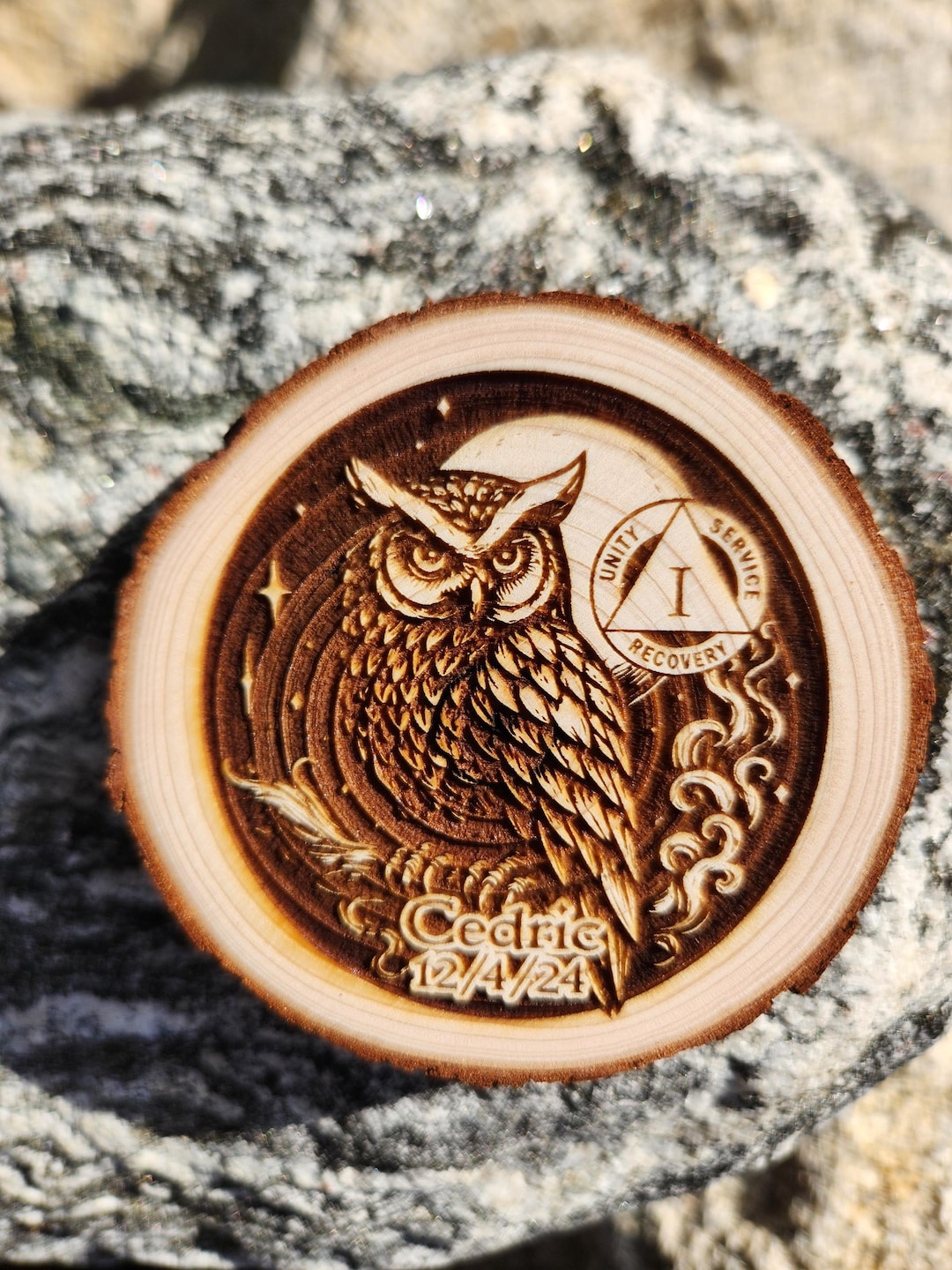 Owl of Integrity Sobriety Recovery Sober Birthday AA NA Token Medallion ...