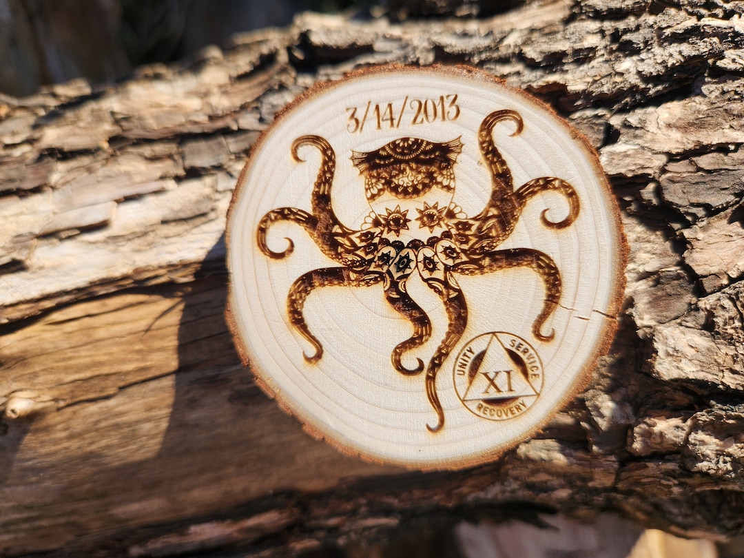 Octopus of Acceptance Sobriety Milestone Medallion Sober Birthday Aa/na ...