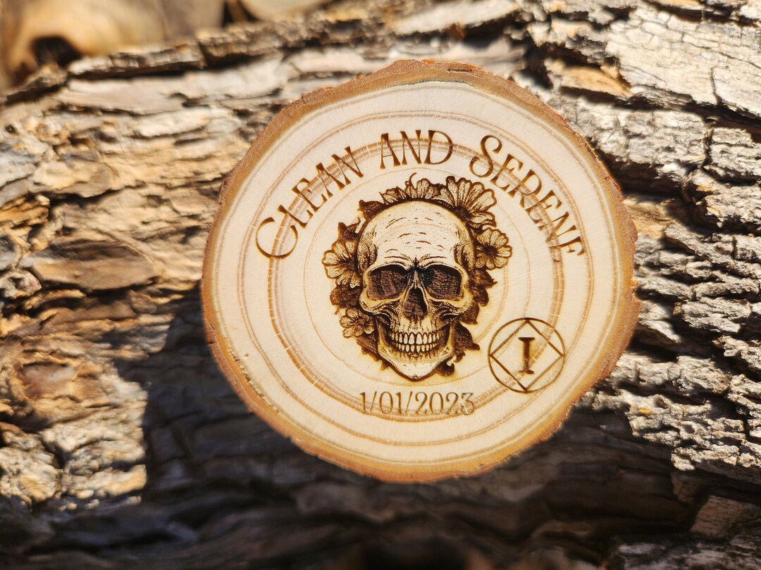 Clean and Serene Smiling Skull Flowers NA Sobriety Milestone Sober ...