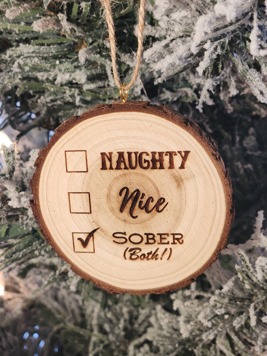 Sobriety Christmas Holiday Ornament, Customized Wood Carved Slice ...