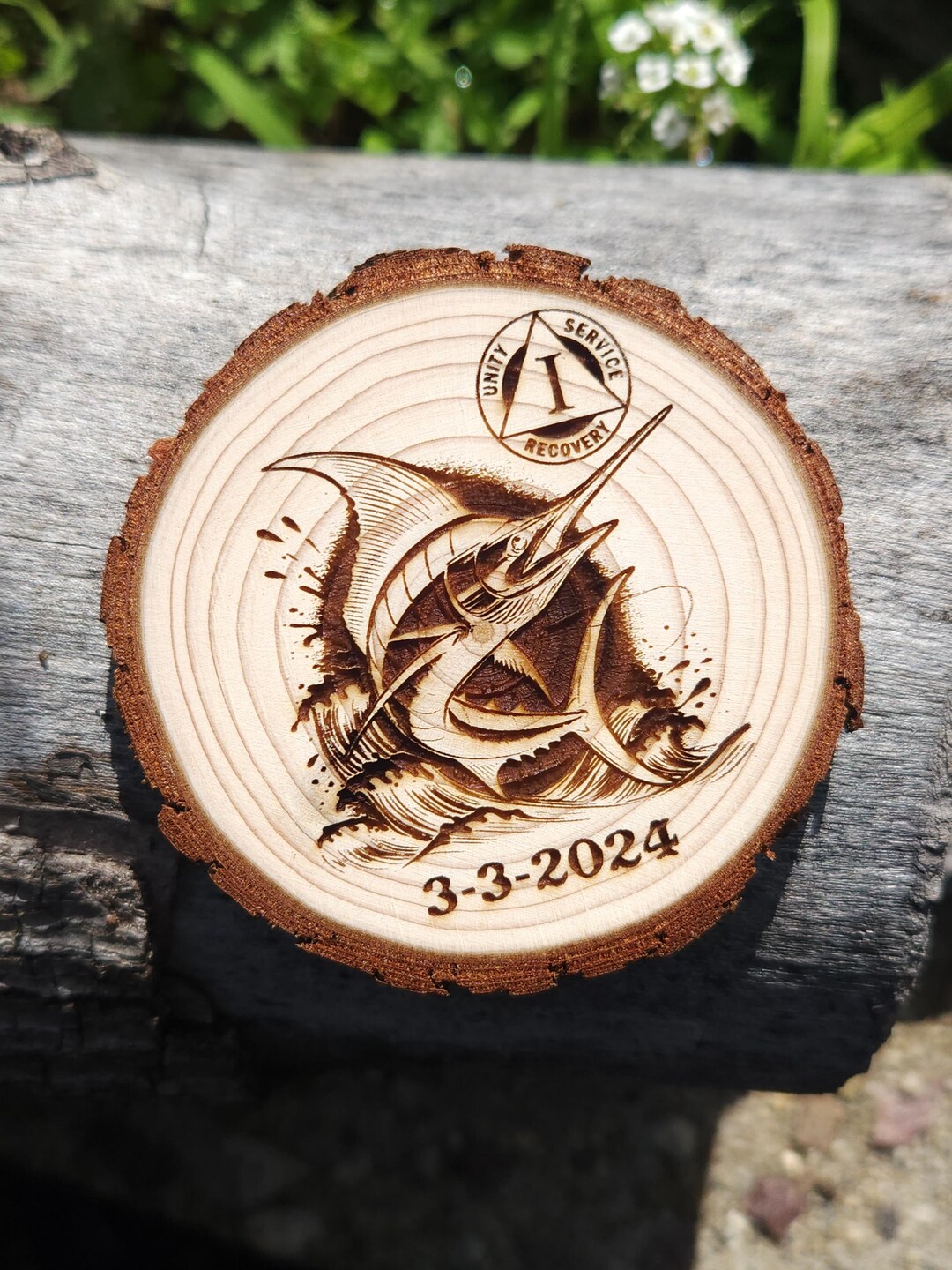 The Fighting Marlin Personalized Sobriety Milestone Medallion W ...