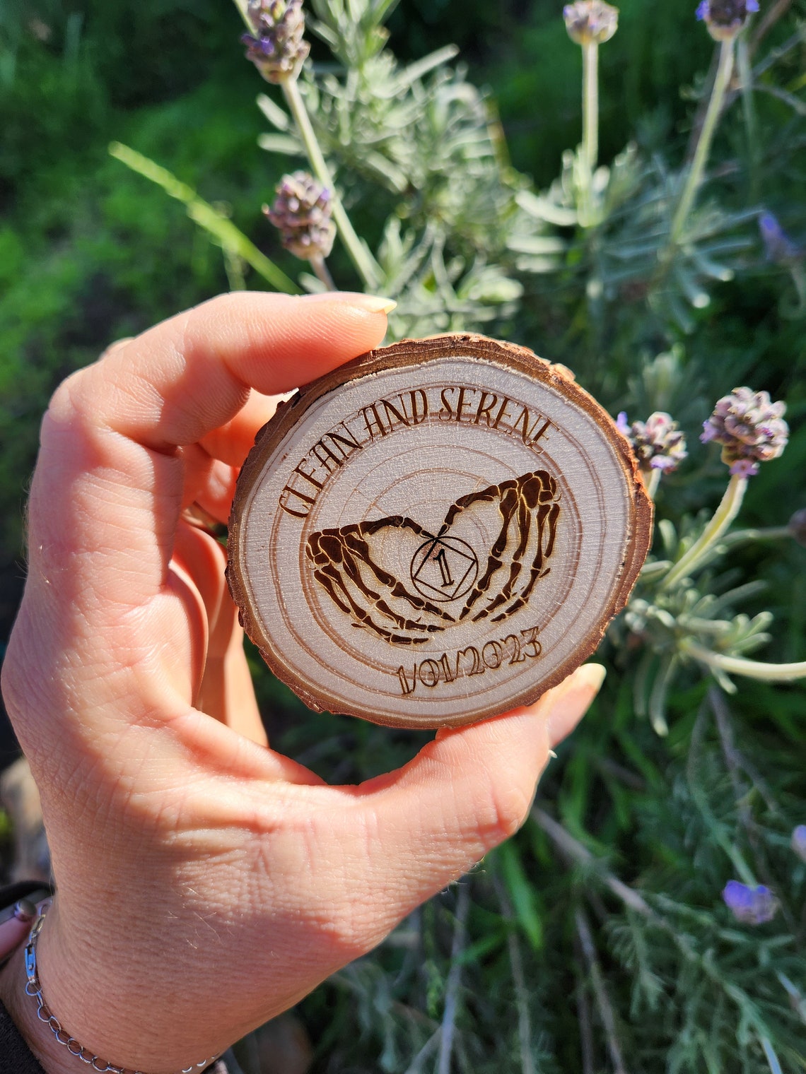 Skeleton Hand Heart Clean and Serene NA Sobriety Milestone Sober ...