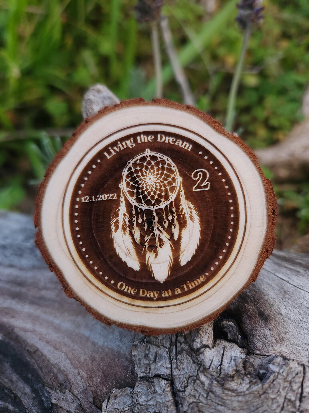 Living the Dream Dreamcatcher Custom Sobriety Chip W/sobriety Date ...