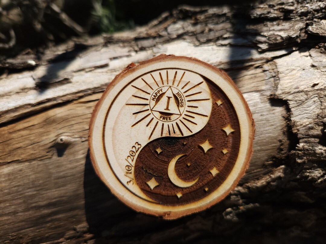 Celestial Balance Sun Moon Stars Sobriety Medallion Personalized Sober ...