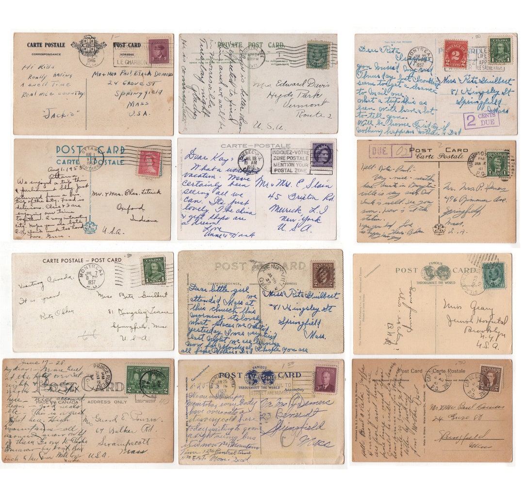 Vintage Canada Postcard Backs: Montreal, Quebec, Ontario Etc., 12 With ...