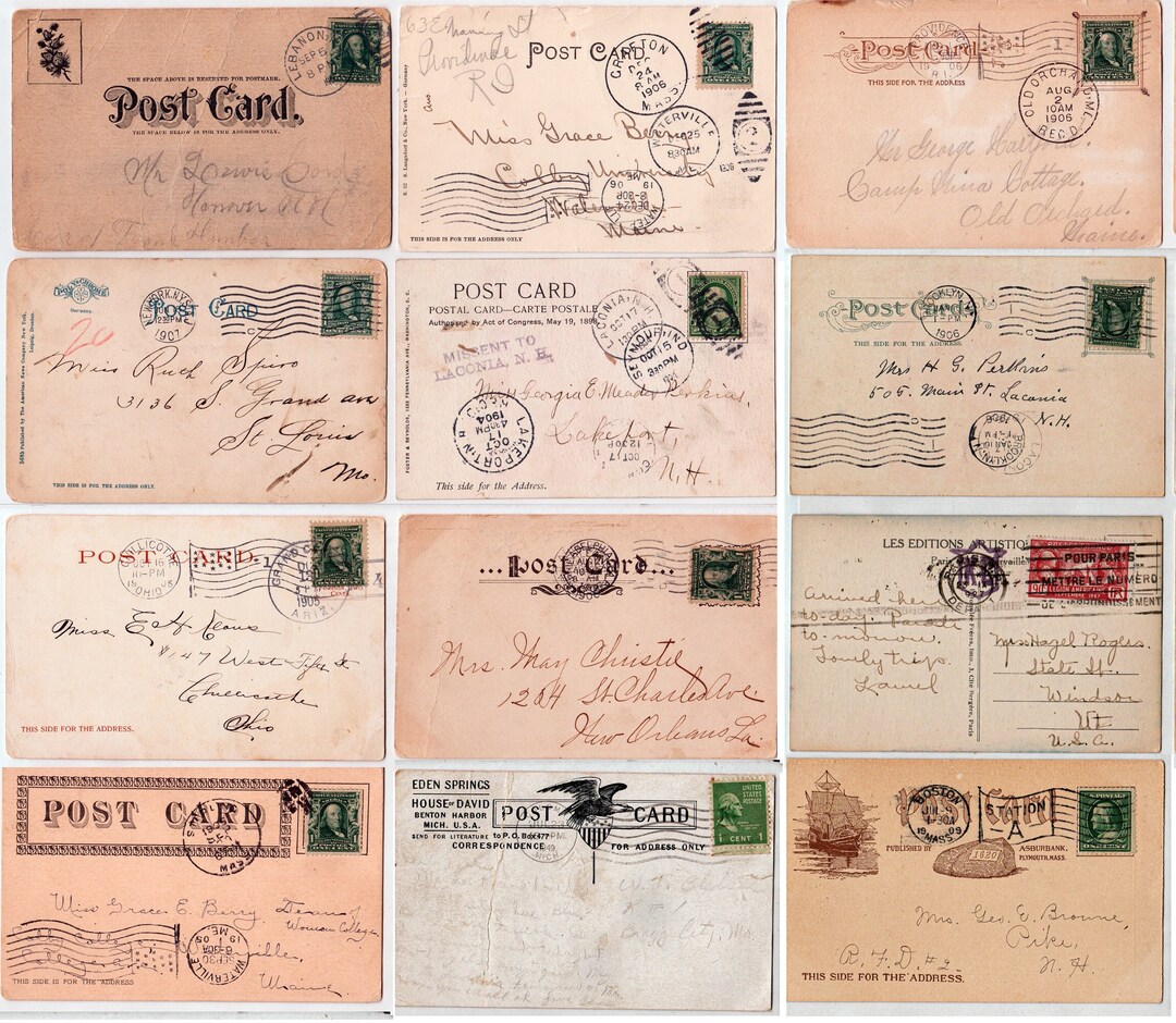 Antique Early 1900s Postcard Backs | JPEG | 12 Digital Download With ...