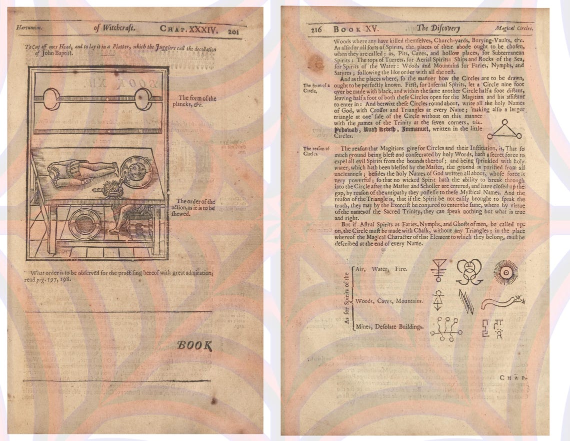Antique 1600s Illustrated Witchcraft Book Pages (digital Download) - Etsy