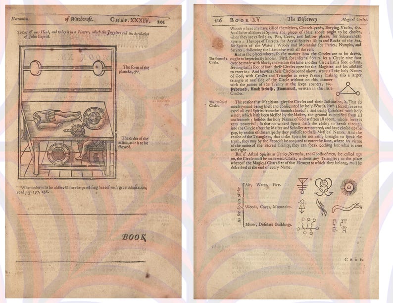 Antique 1600s Illustrated Witchcraft Book Pages (digital Download) - Etsy