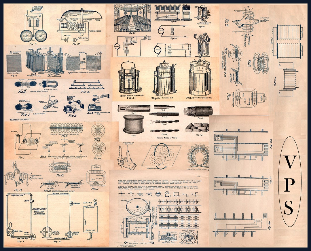 Vintage Industrial, Electrical Diagrams Digital Download for Altered ...