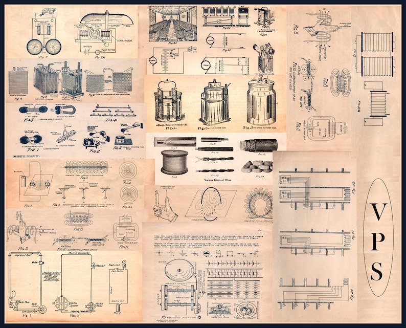 Vintage Industrial, Electrical Diagrams Digital Download for Altered ...