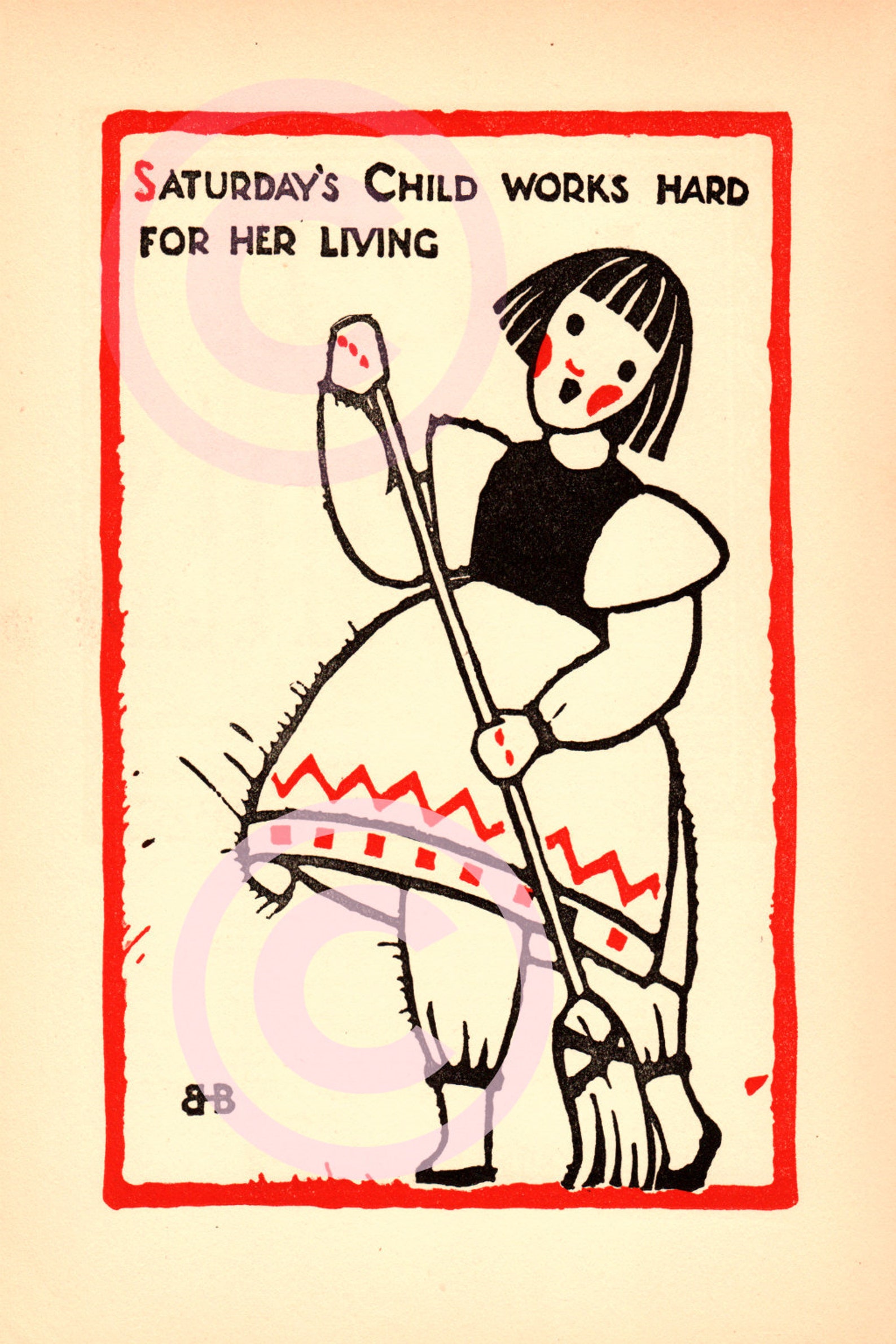 Saturday's Child INSTANT DOWNLOAD Vintage 1930s Art Deco Nursery Rhyme ...