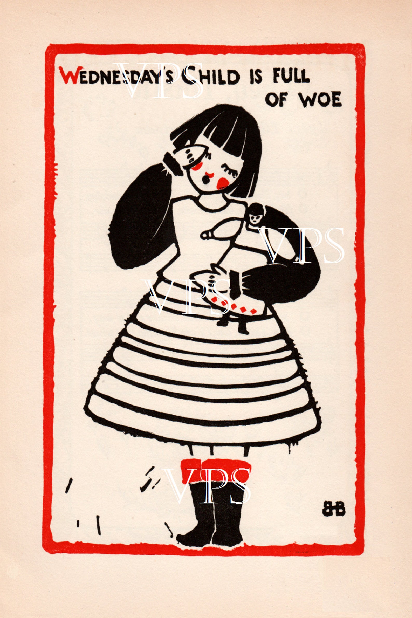 Wednesday's Child INSTANT DOWNLOAD Vintage 1930s Art Deco Nursery Rhyme ...