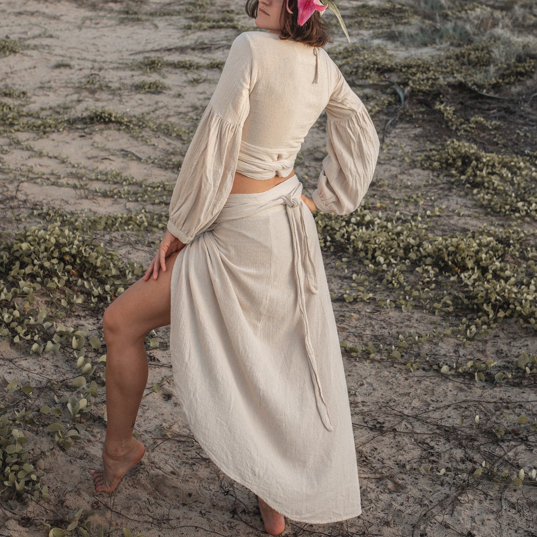Boho Wrap Skirt/white Assymetric Bohemian Skirt/wedding Clothing/beach ...