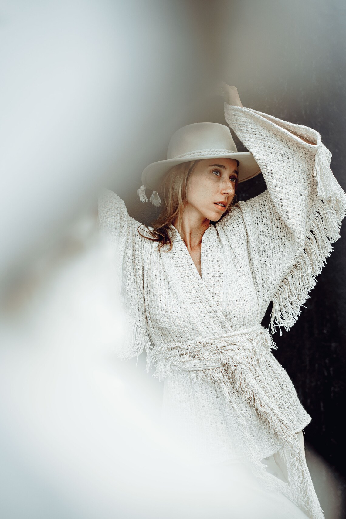 Boho Kimono Jacket/bohemian Cover Up/off White Organic Kimono | Etsy