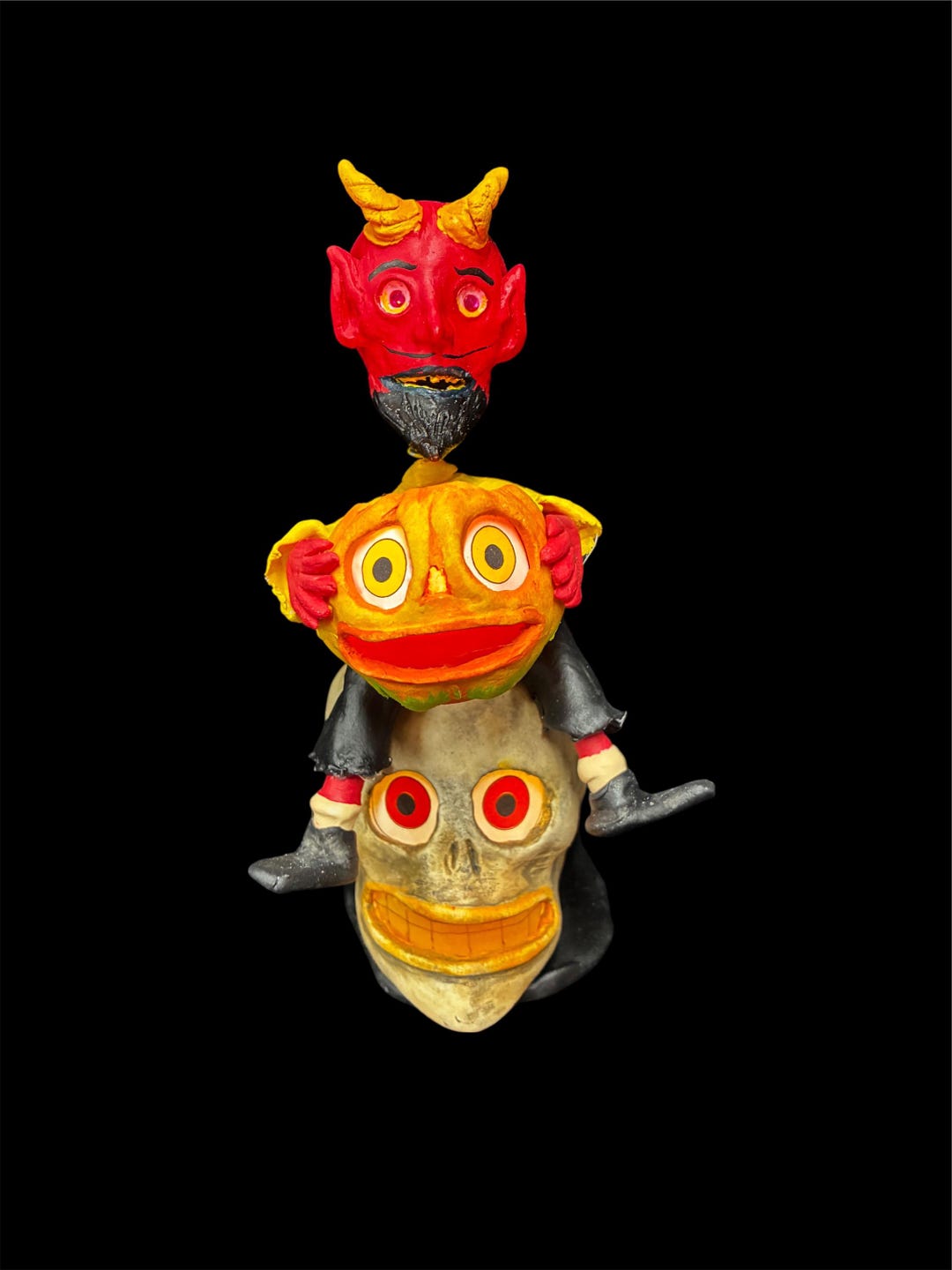 Papermache Devil Bobblehead on to of Skull Lantern Candy Container - Etsy