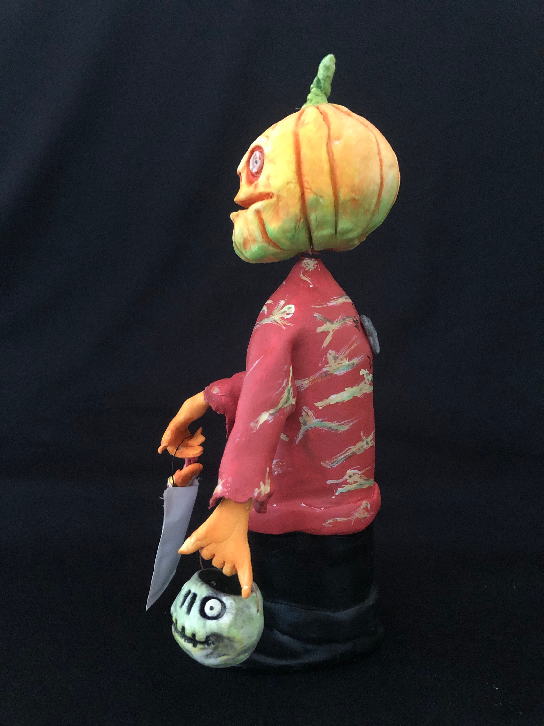 Bobblehead Mache Pumpkin Candy Container - Etsy