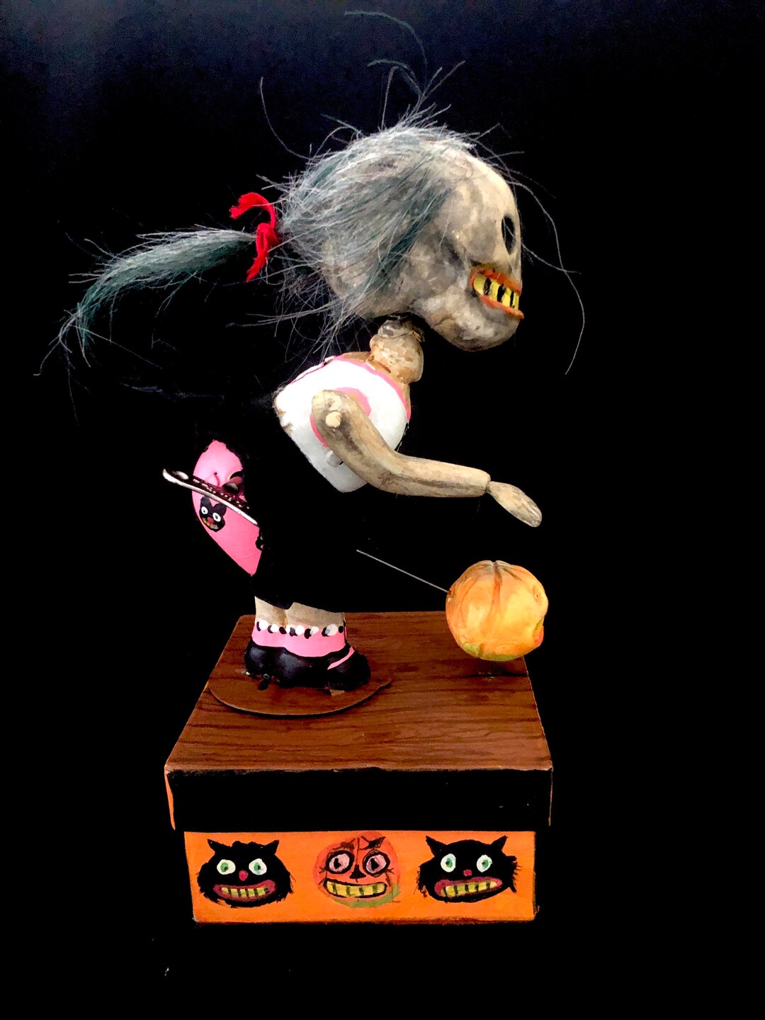Wind up Skeleton Gal on Candy Box - Etsy