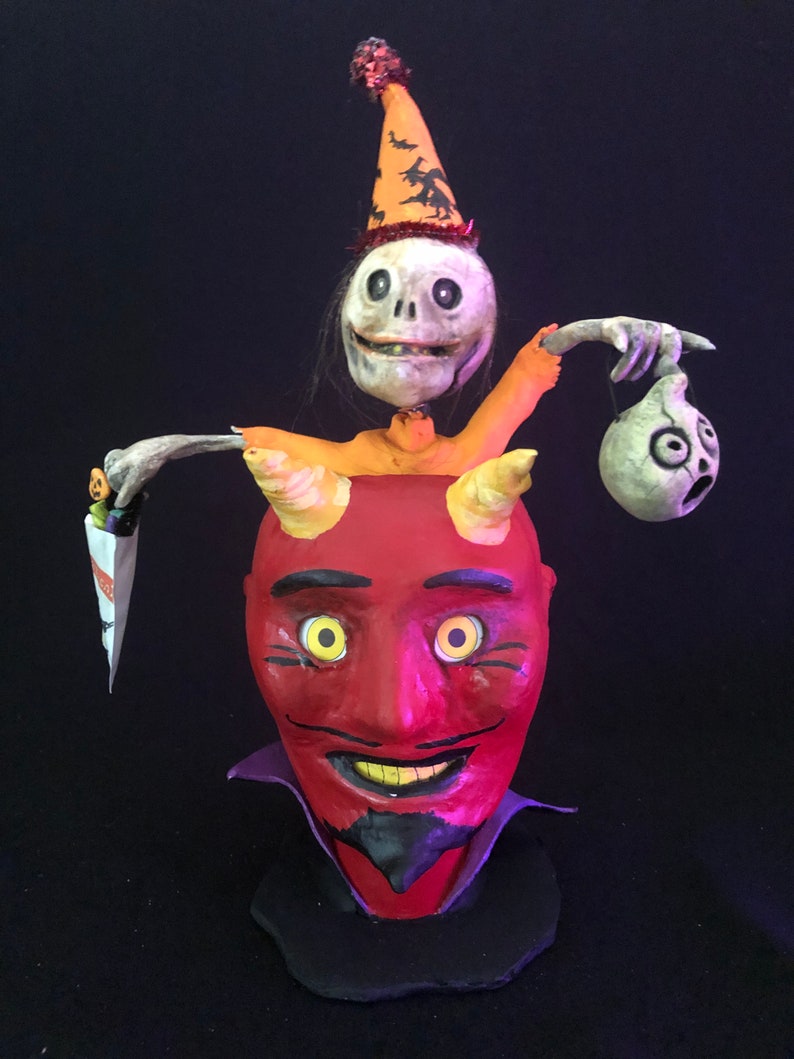 Skeleton Trick or Treater Inside Devil Lantern Bobble-head - Etsy