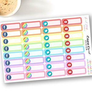 Rainbow Social Media Functional Planner Stickers Kiss Cut - Etsy