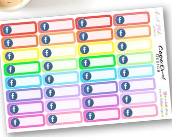 Rainbow Social Media Functional Planner Stickers Kiss Cut - Etsy