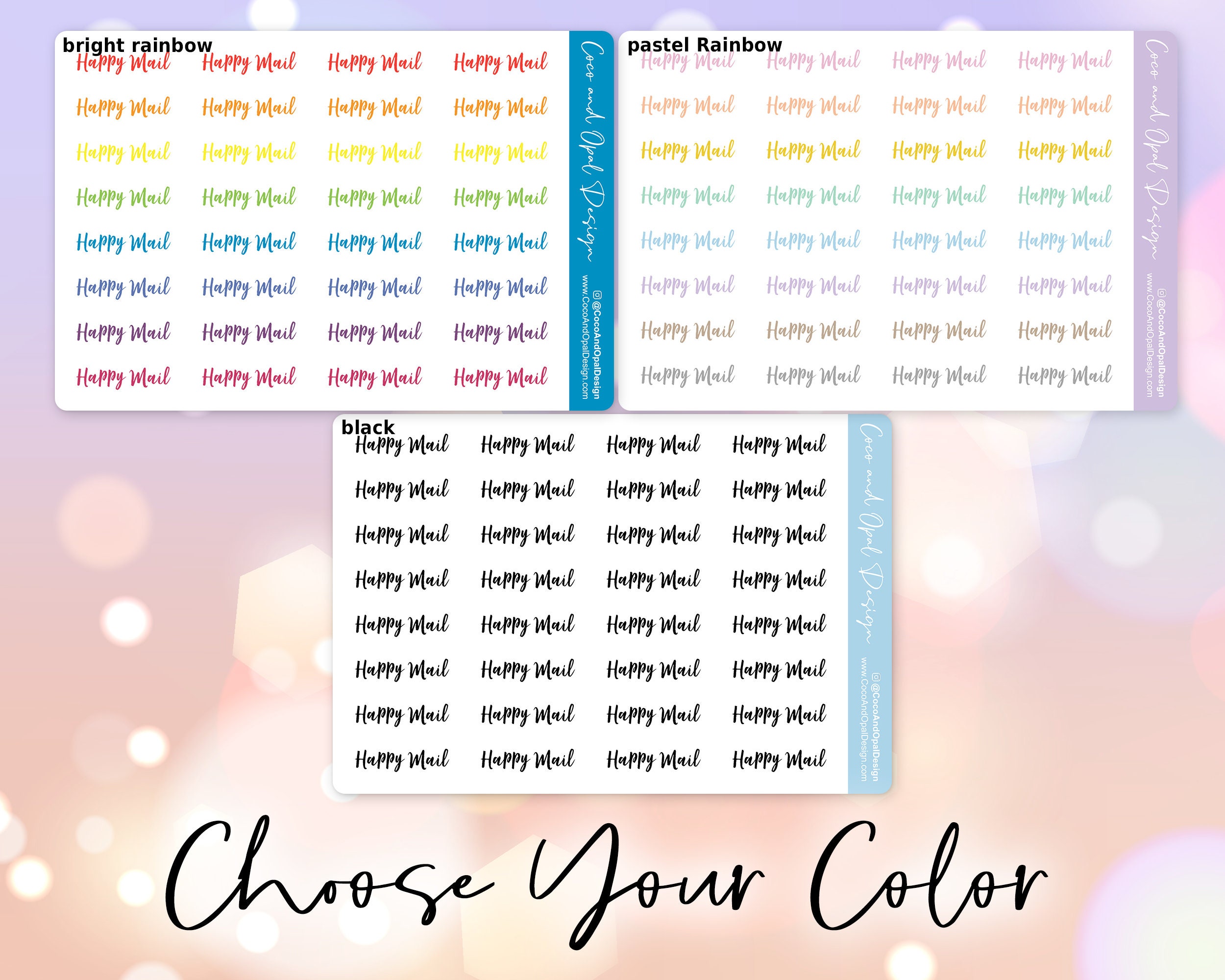 Pastel Rainbow Happy Mail Script Planner Stickers - Etsy