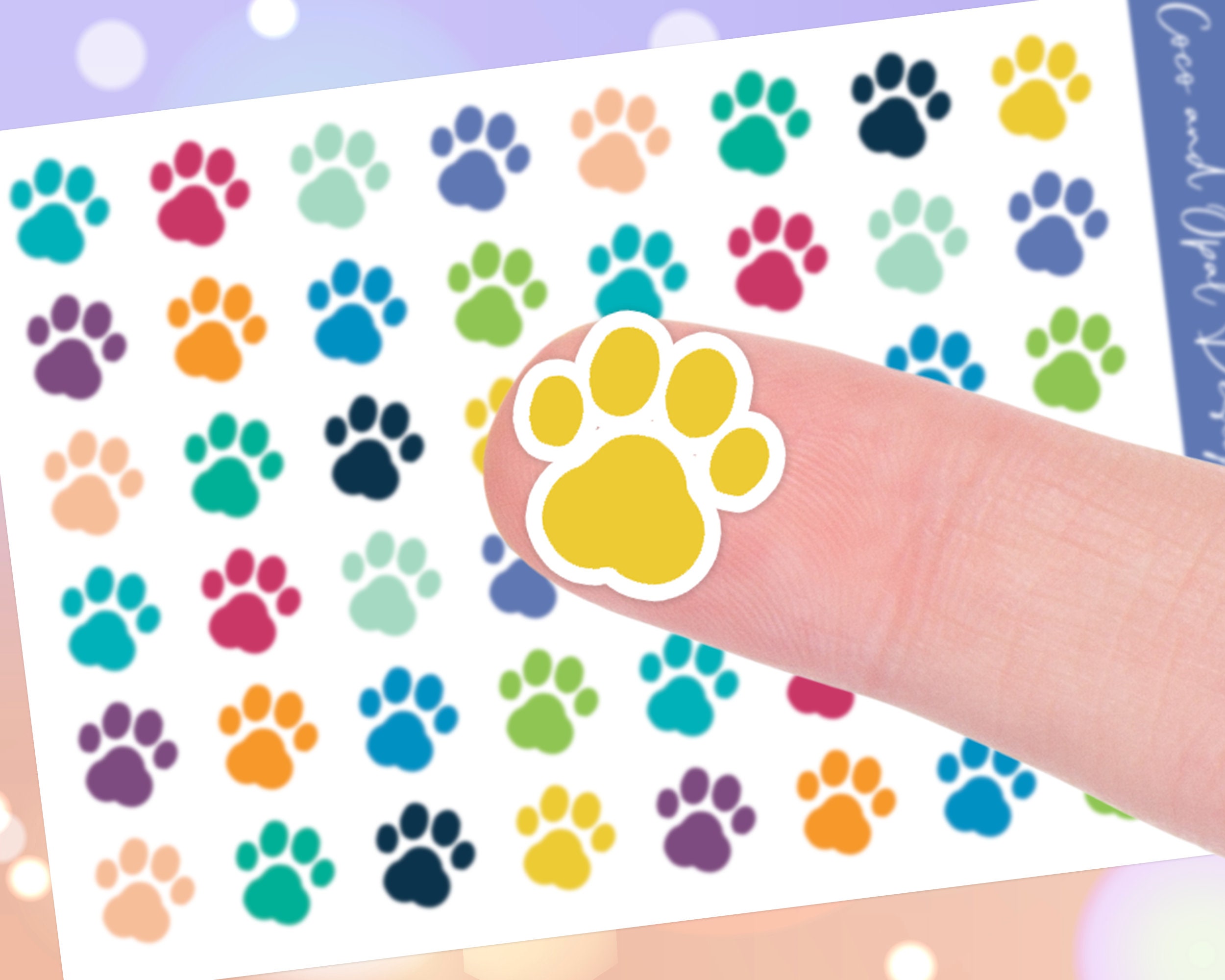 Colorful Cat and Dog Paw Print Planner Stickers - Etsy