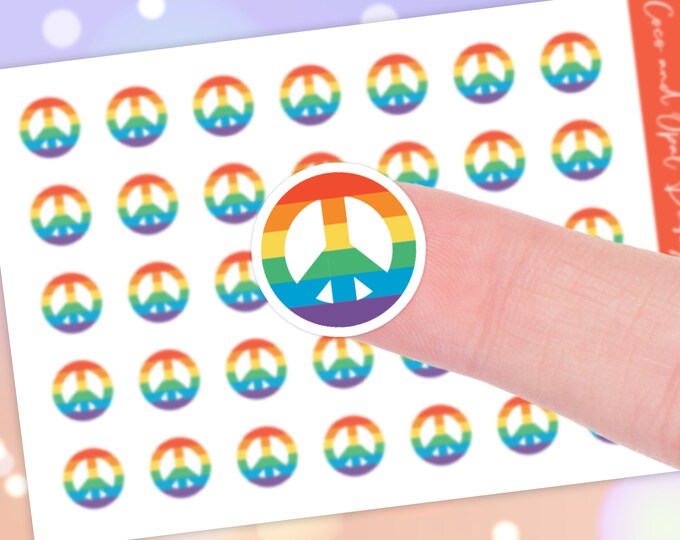 Rainbow Peace Sign Pride Planner Stickers in Small and Large | Etsy