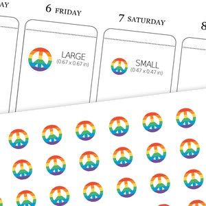 Rainbow Peace Sign Pride Planner Stickers in Small and Large Sizes - Etsy