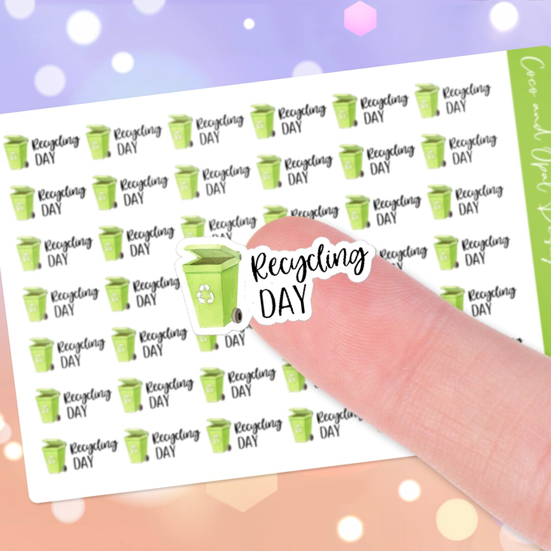 Recycling Day Icon and Text Script Planner Sticker Sheet - Etsy