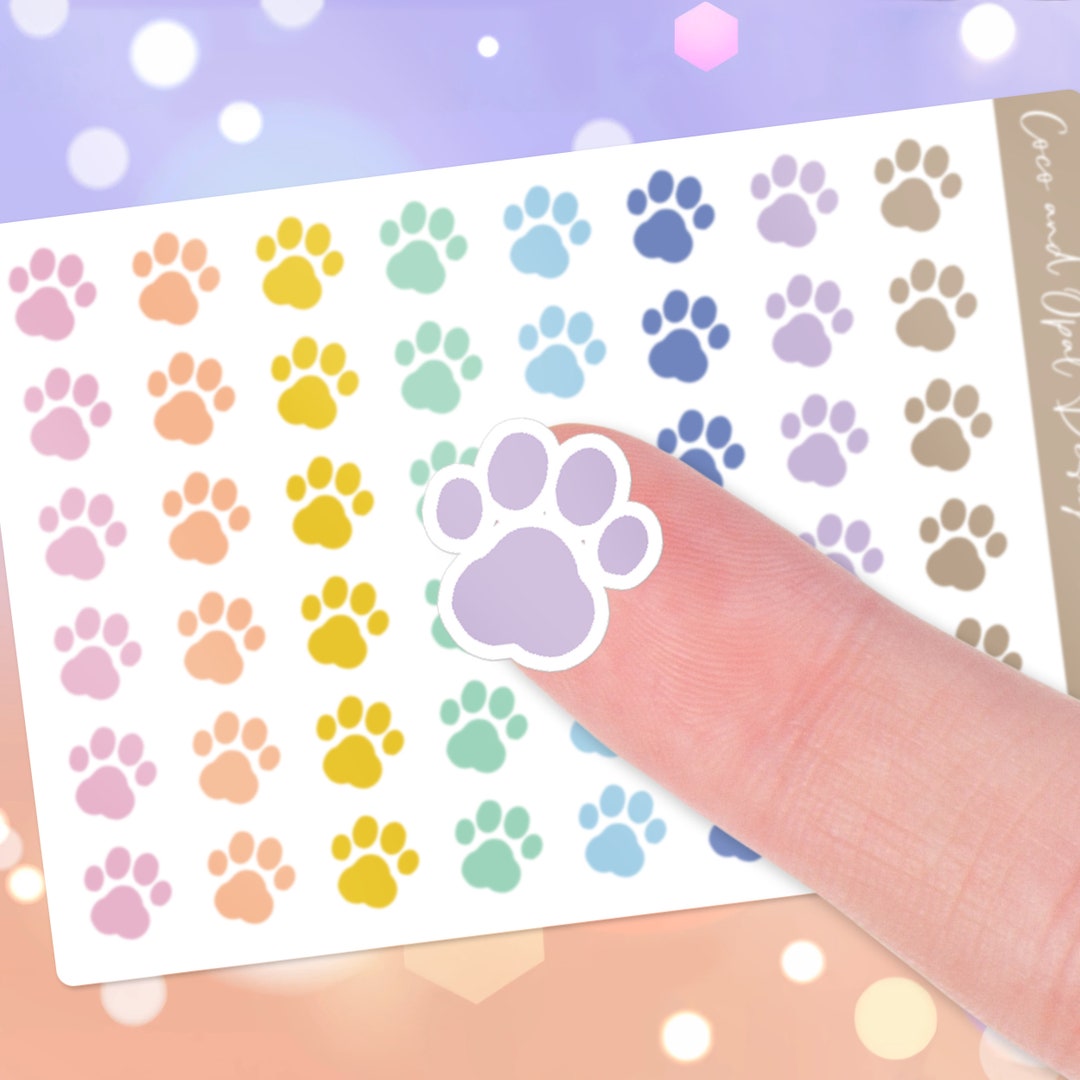 Pastel Rainbow Cat and Dog Paw Print Planner Stickers - Etsy