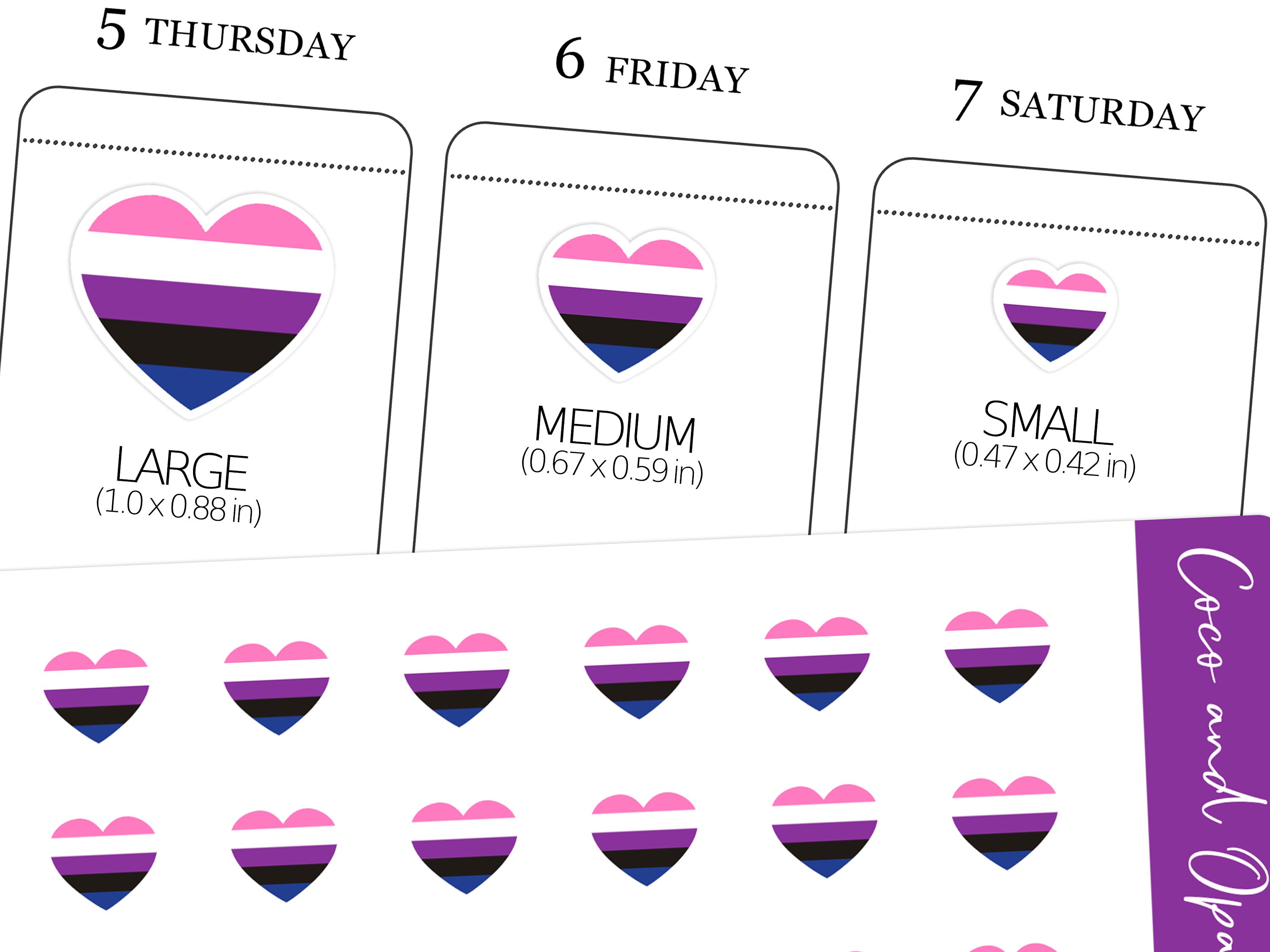 Gender-fluid Pride Heart Planner Stickers in Mixed Sizes - Etsy