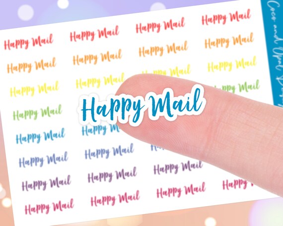 Rainbow Happy Mail Script Planner Stickers - Etsy