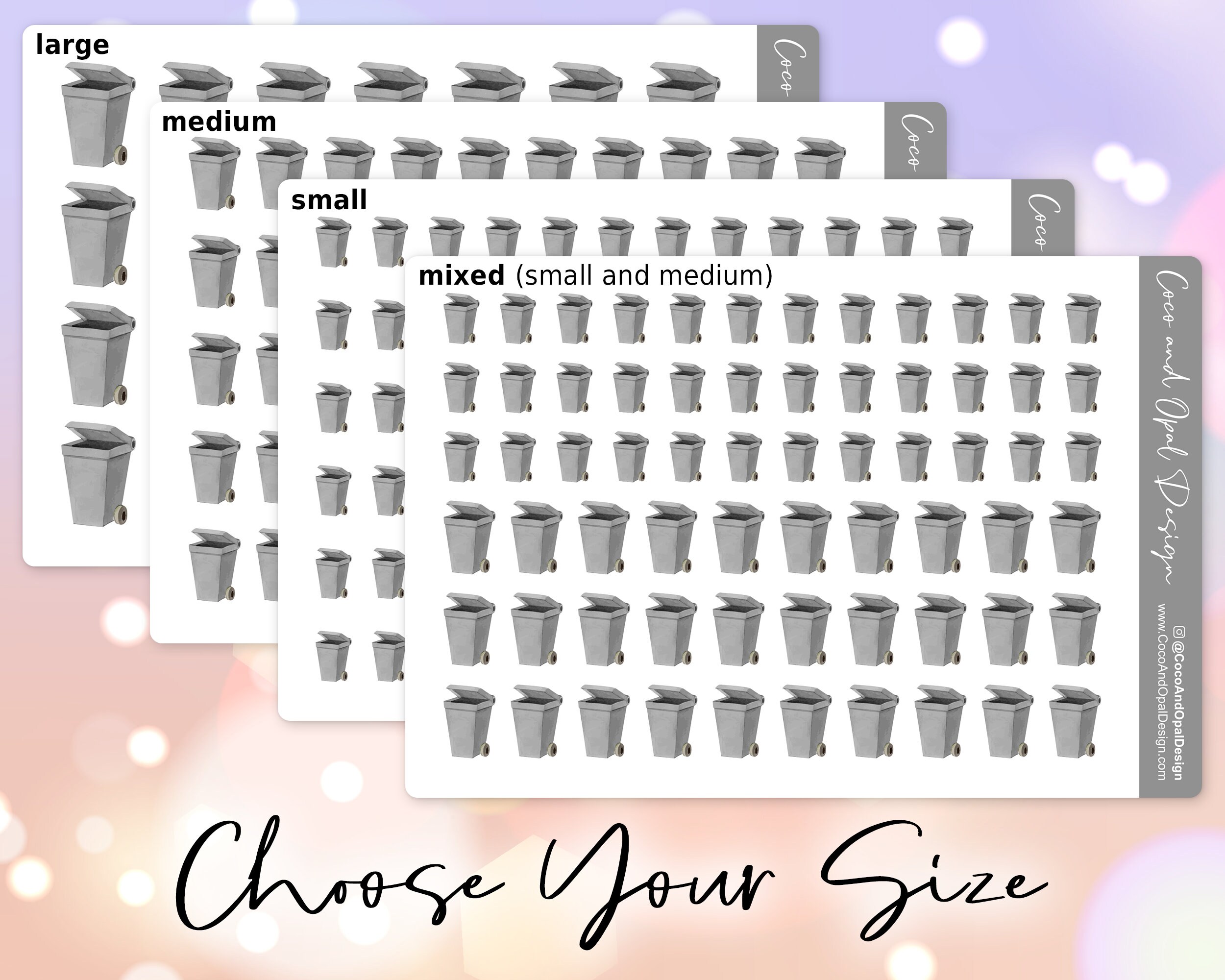 TRASH PLANNER STICKERS Cute Garbage Day Reminder in Small and | Etsy