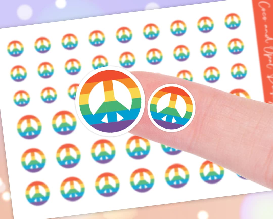Rainbow Peace Sign Pride Planner Stickers in Small and Large Sizes - Etsy