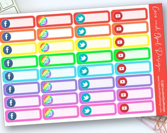 Rainbow Youtube Social Media Planner Stickers, Youtube Stickers to ...