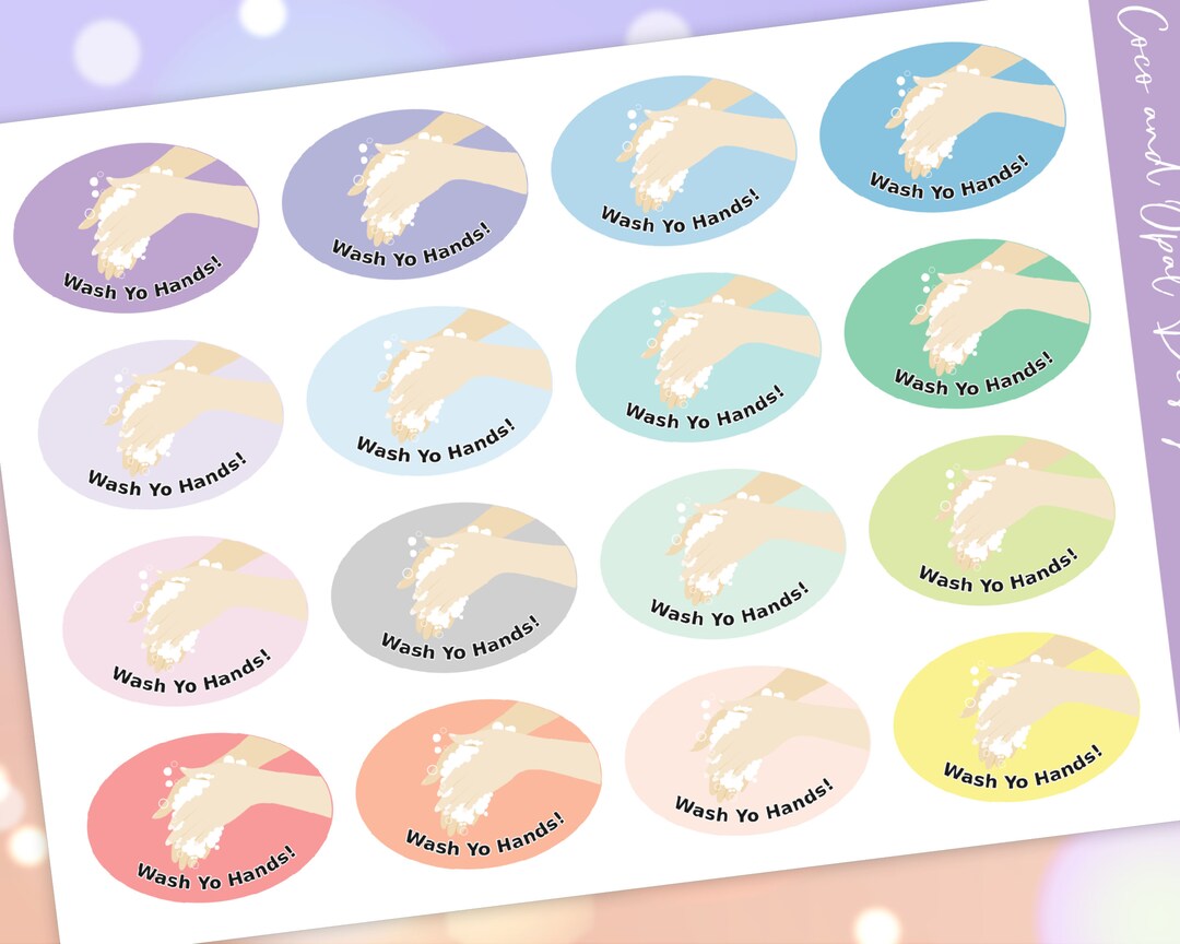 Hand Washing Stickers in Rainbow Colors - Etsy