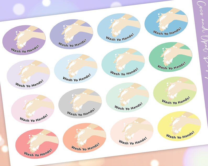 Hand Washing Stickers in Rainbow Colors - Etsy
