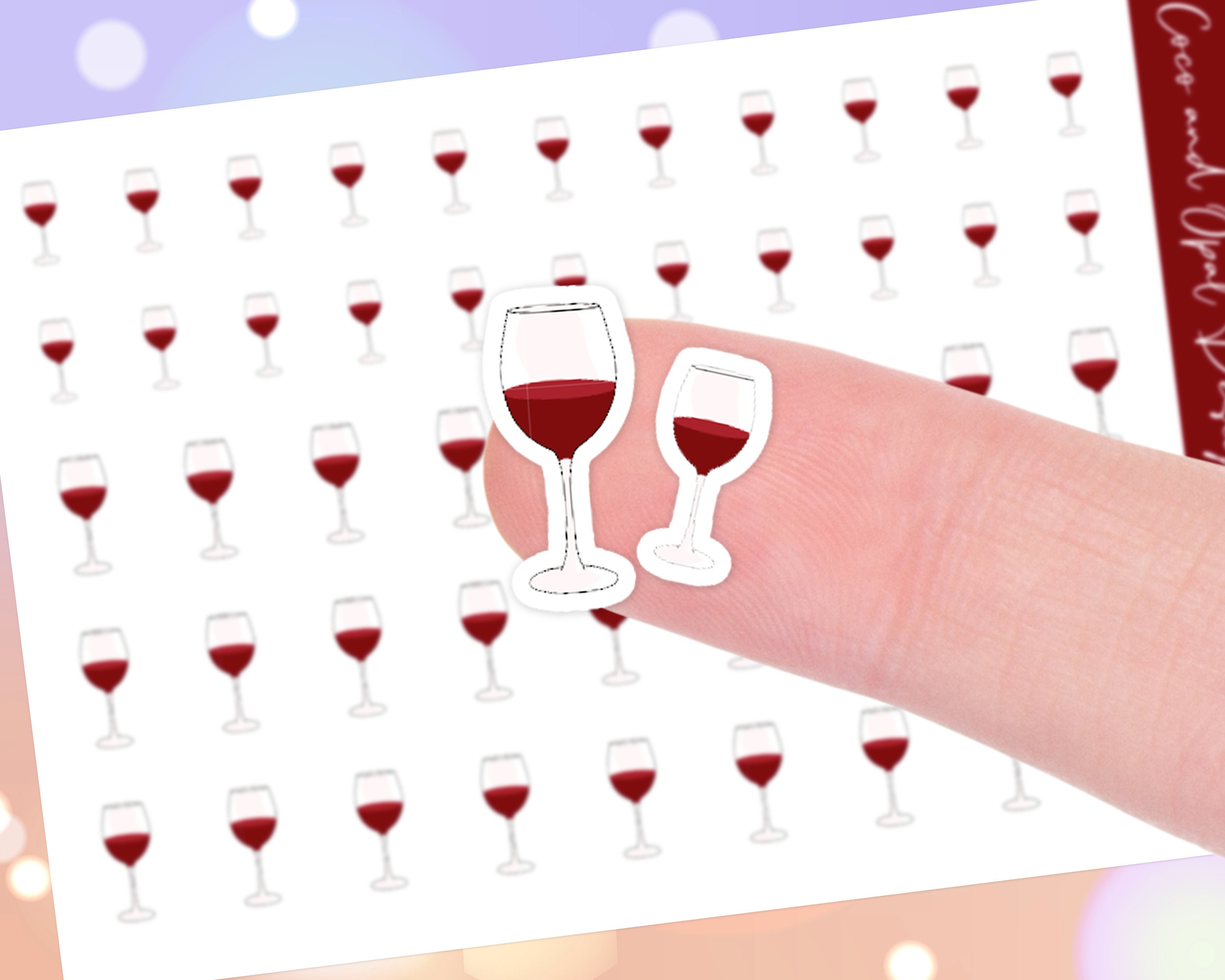 Cute Red Wine Glass Planner Stickers in Small and Medium Sizes - Etsy